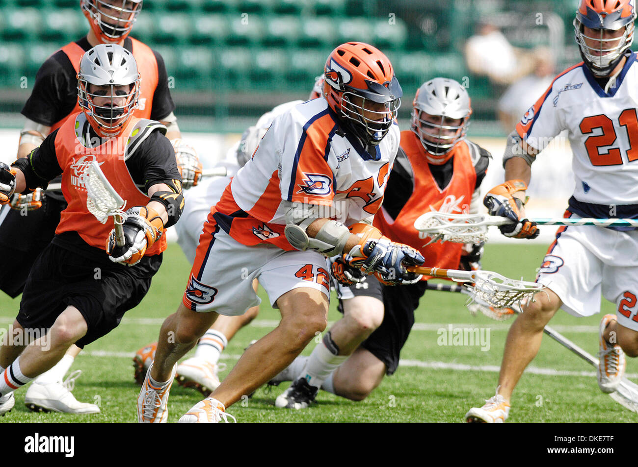 August 25, 2007: Tim Byrnes (#42) of the Philadelphia Barrage charge ...