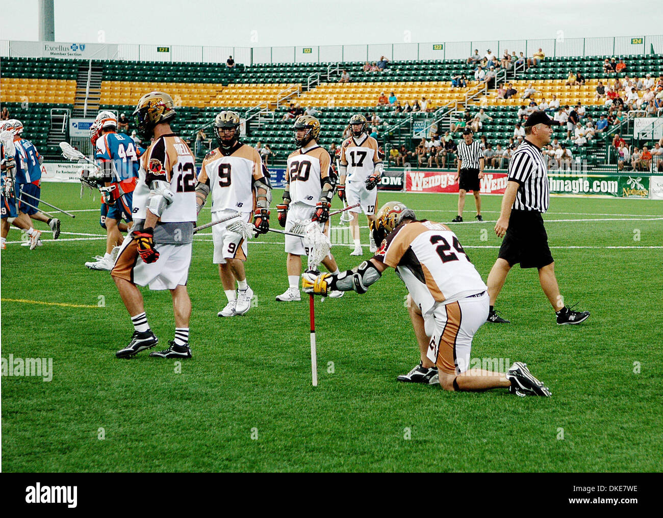 August 25, 2007: Rochester Rattler John Grant (#24) takes the defeat to ...