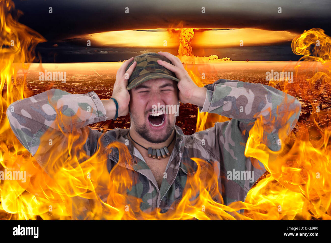 consequences of war in soldier's head full of stress Stock Photo - Alamy