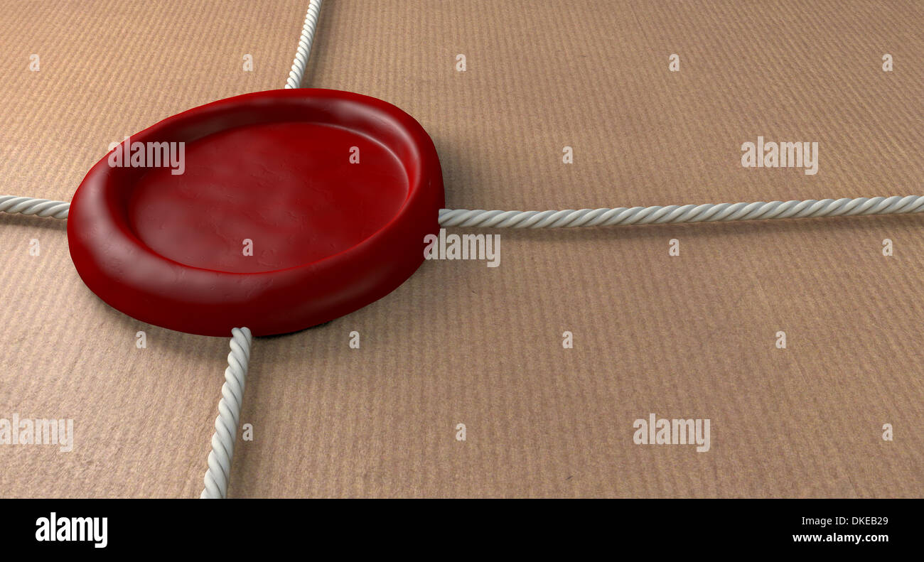 A closeup of a parcel wrapped in brown paper bound by a thin string and ...