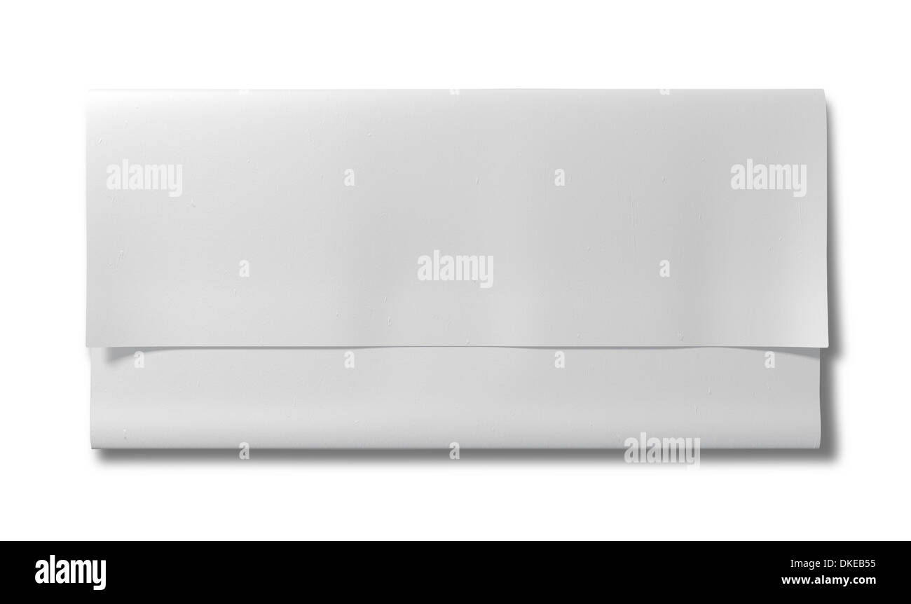 A piece of white paper folded up three times to make a DL sized letter ...