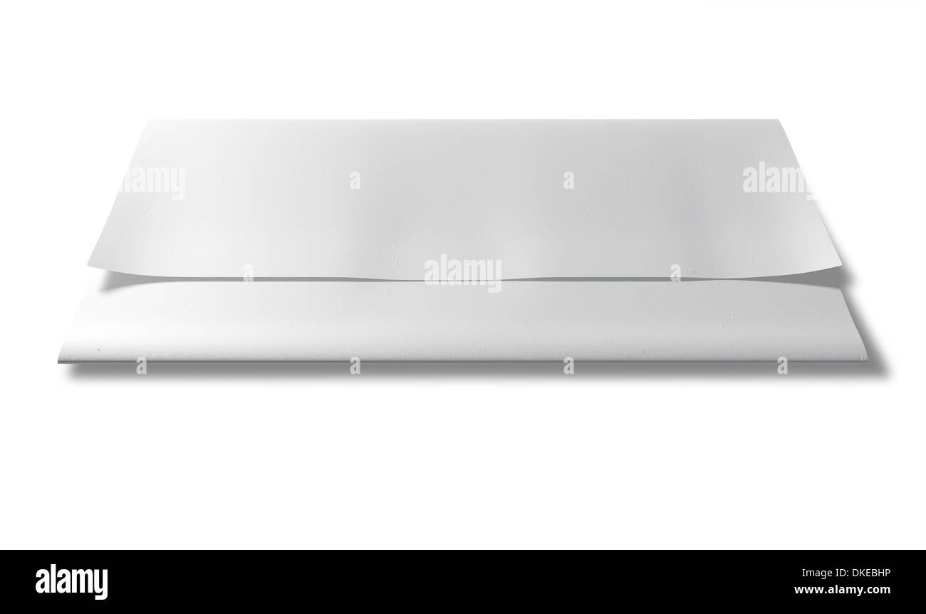 A piece of white paper folded up three times to make a DL sized letter ...