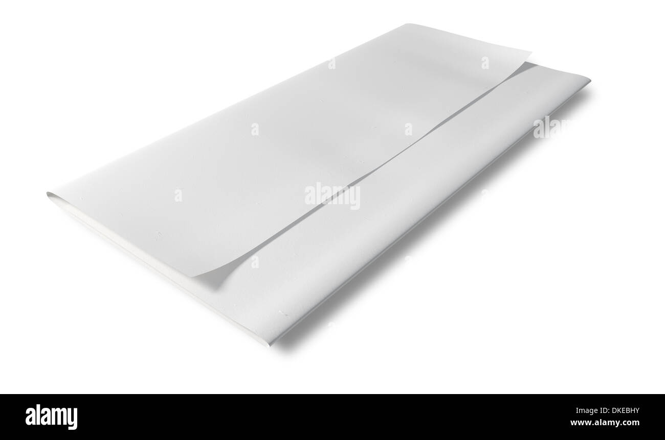 A piece of white paper folded up three times to make a DL sized letter ...