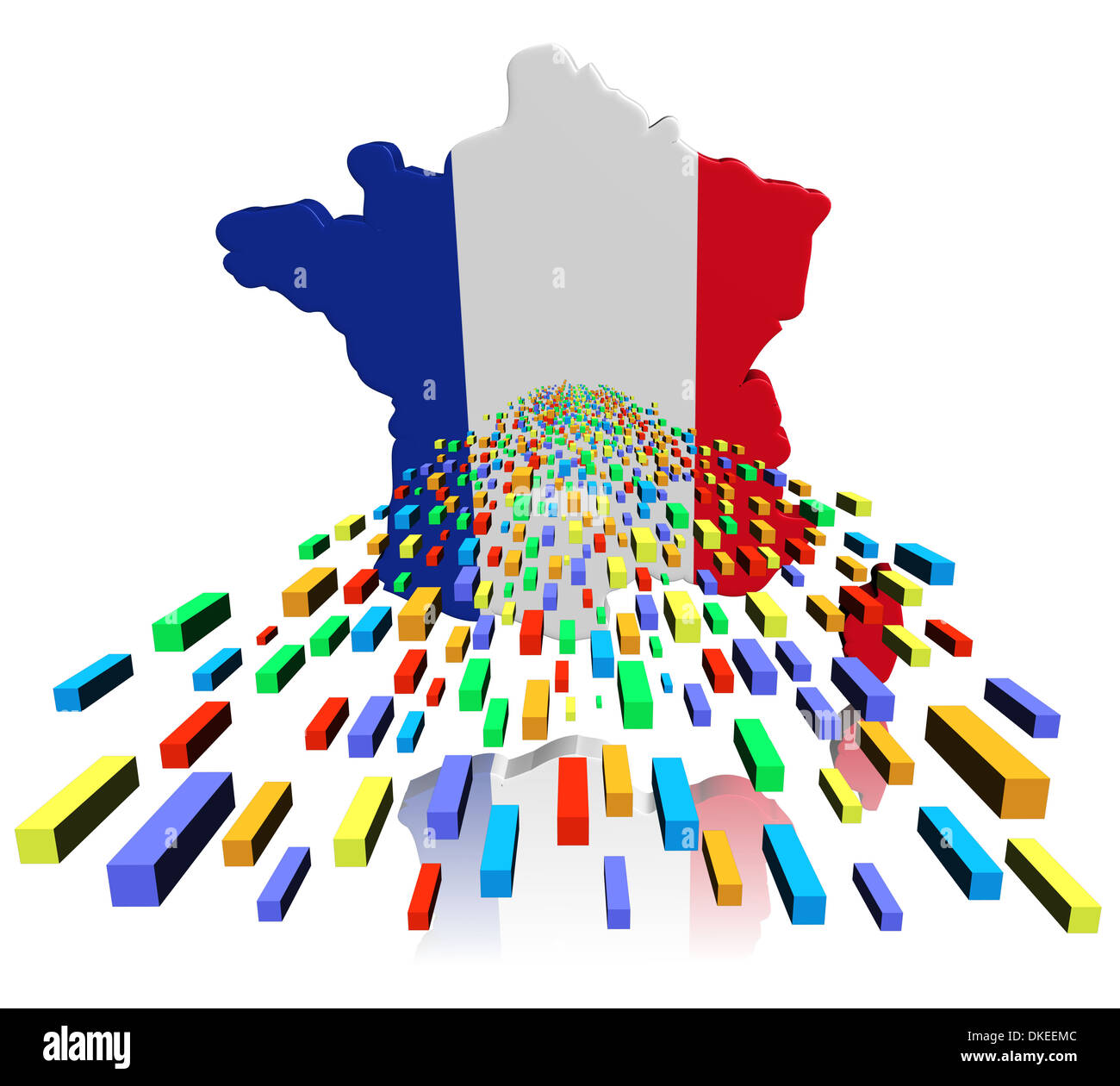 France map flag reflected with containers illustration Stock Photo - Alamy