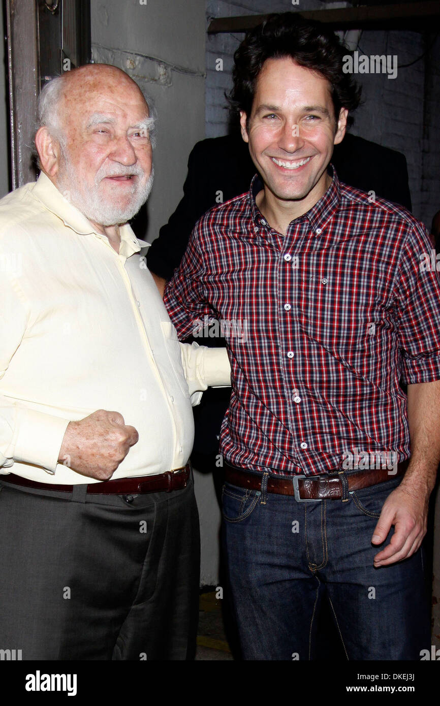 Ed Asner and Paul Rudd attending first preview performance of Broadway ...