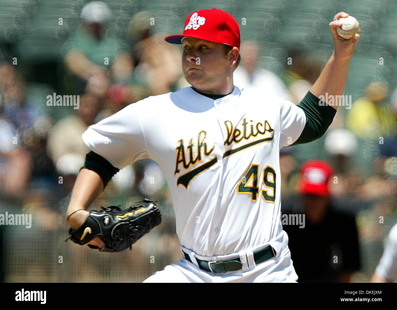 Athletics starting pitcher Brett Anderson throws during their game on ...