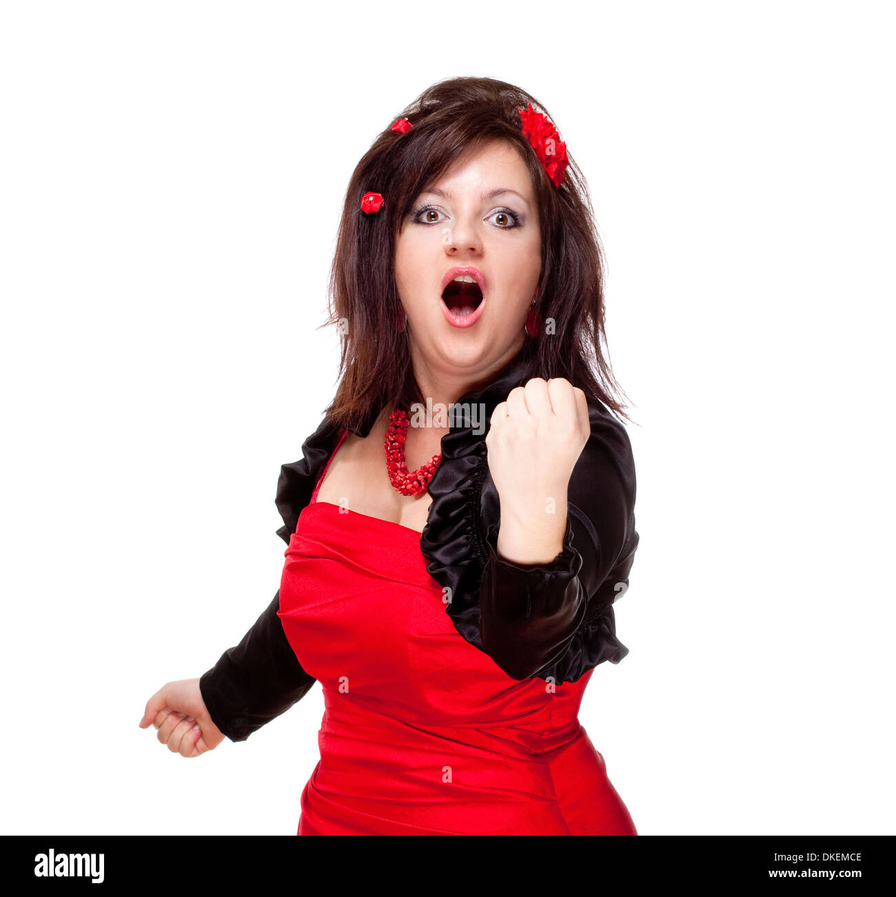 Opera Singer Performing in her Stage Dress - Isolated on White Stock ...