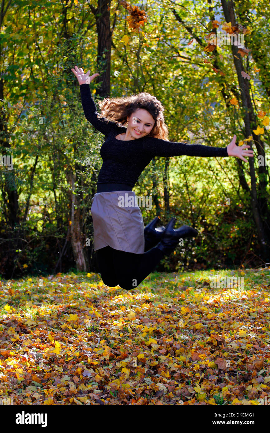 Woman happy autumn in hi-res stock photography and images - Alamy