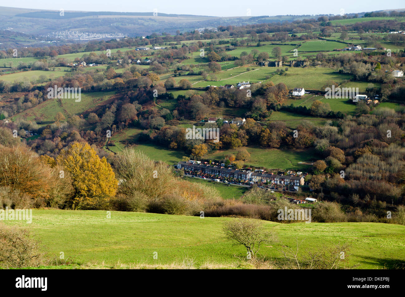View from the Rhymney Valley Ridgway Footpath looking towards ...
