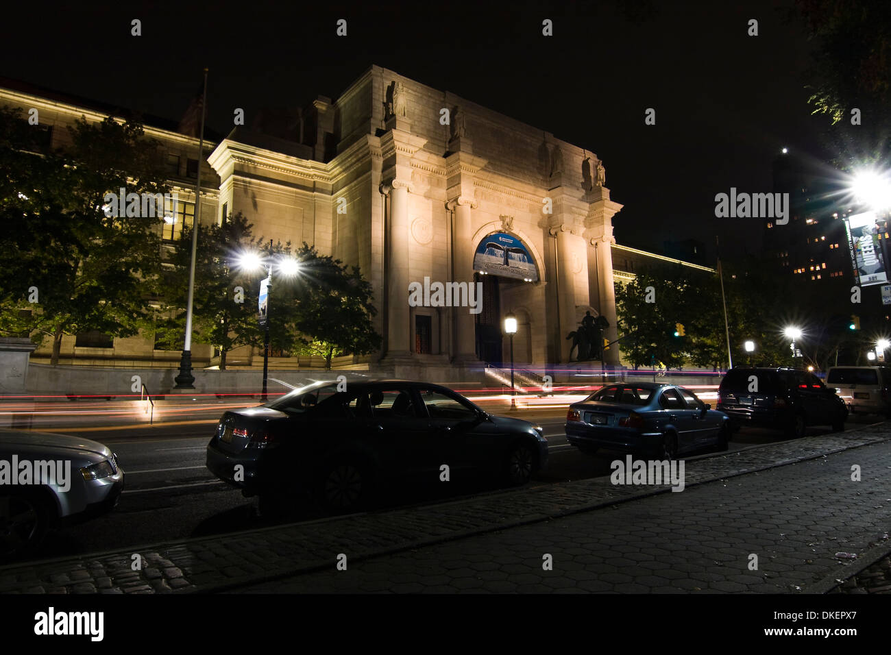 The American Museum of Natural History illuminated at night on Central ...
