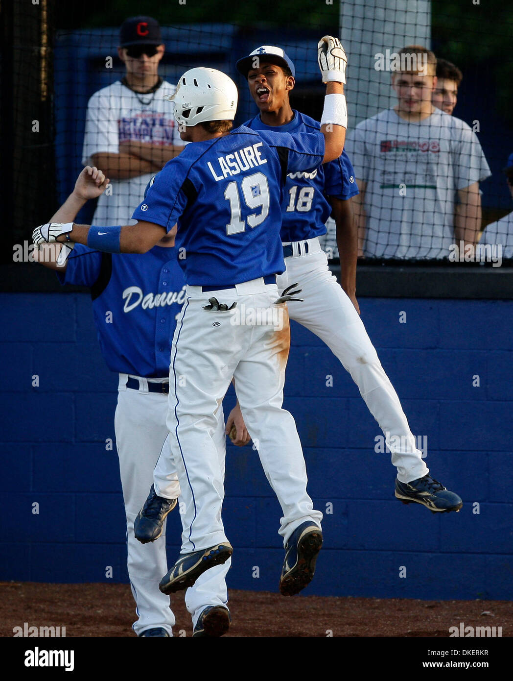 Danville's Andrew Lasure,19, celebrated with Duran Elmore, 18, after ...