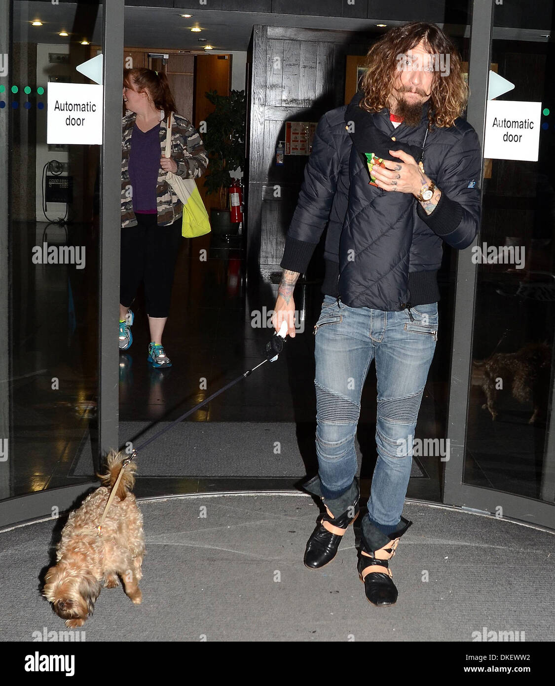 Justin Hawkins of Darkness and his dog Zeus Celebrities outside RTE ...