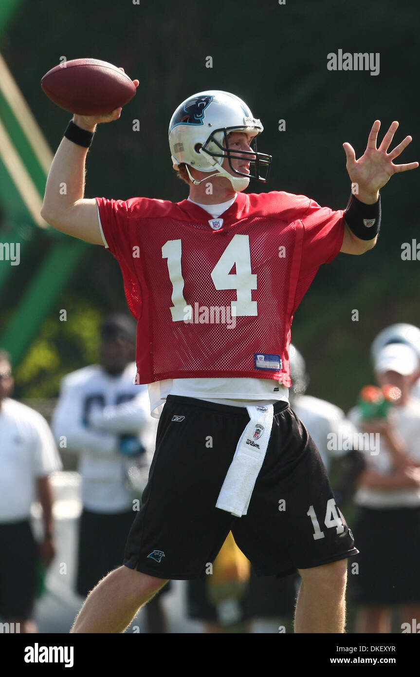 August 16, 2009: Carolina Panther quarterback Hunter Cantwell #14 takes ...