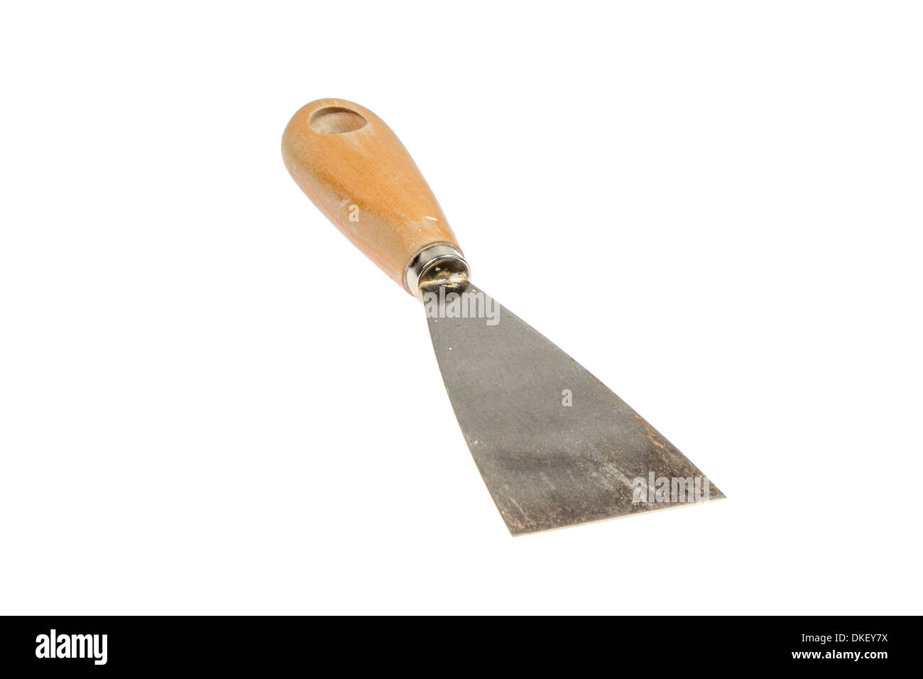 Used Spattle with wooden handle isolateds on white background Stock ...