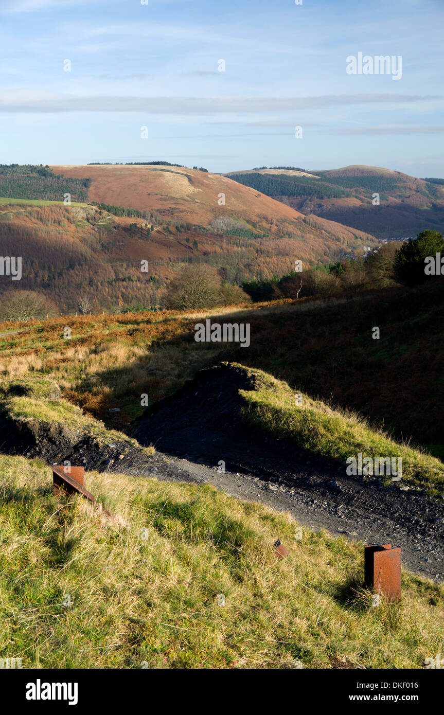 Rhymney Valley Ridgway Footpath and old coal mine workings, above the ...