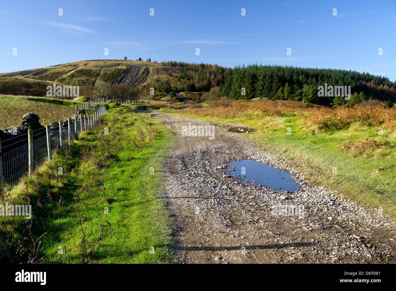 Rhymney Valley Ridgway Footpath and old coal mine workings, above the ...