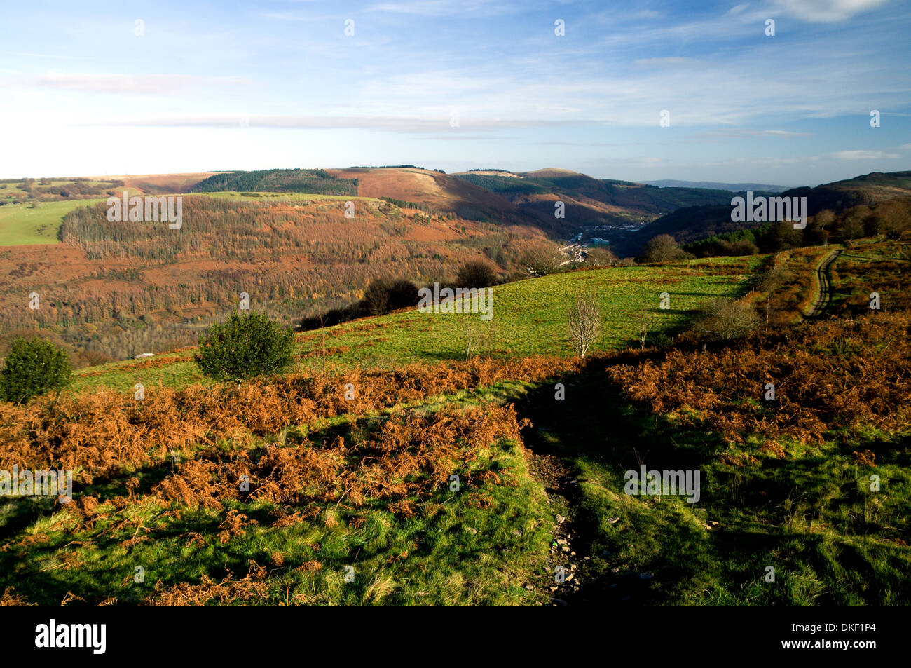 Rhymney Valley Ridgway Footpath and the Sirhowy valley, Gwent, South ...