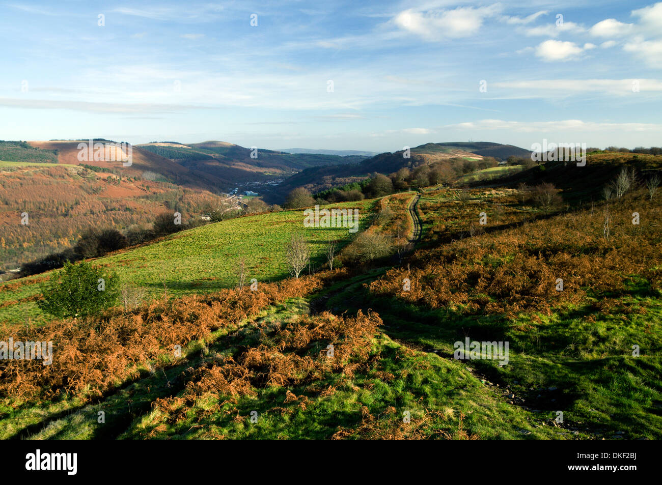 Rhymney Valley Ridgway Footpath and the Sirhowy valley, Gwent, South ...