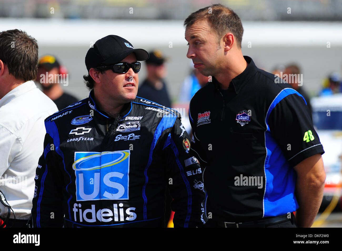 15 August 2009: Nationwide Series Driver Brendan Gaughan ,left, talks ...