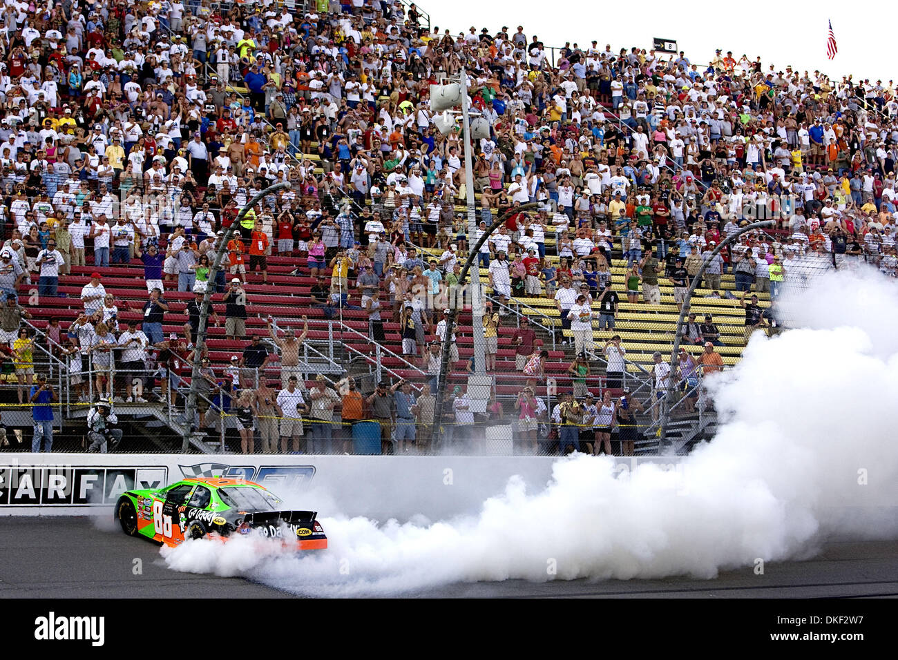 15 August 2009: Brad Keselowski celebrates his win in the NASCAR ...