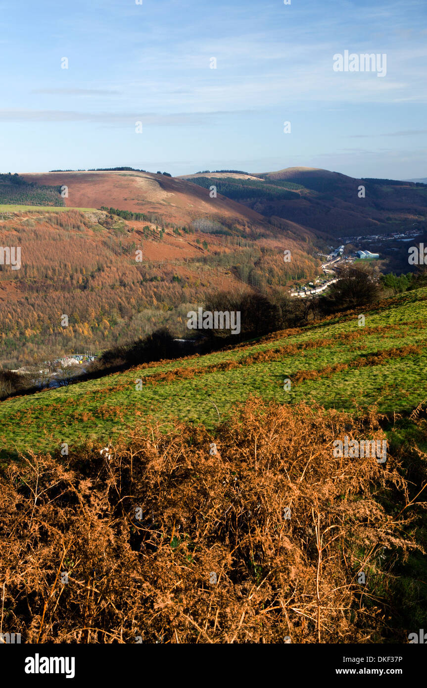 Sirhowy valley from the Rhymney Valley Ridgway Footpath, Mynydd Y Grug ...