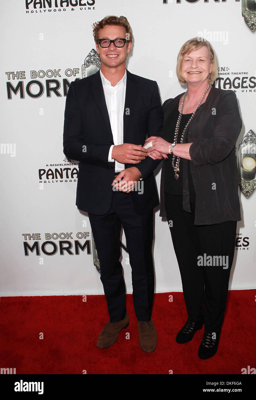 Simon Baker and mother Elizabeth Labberton 'The Book of Mormon' Opening ...