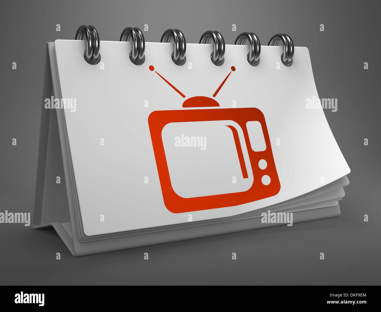 Desktop Calendar with TV Set Icon Stock Photo - Alamy