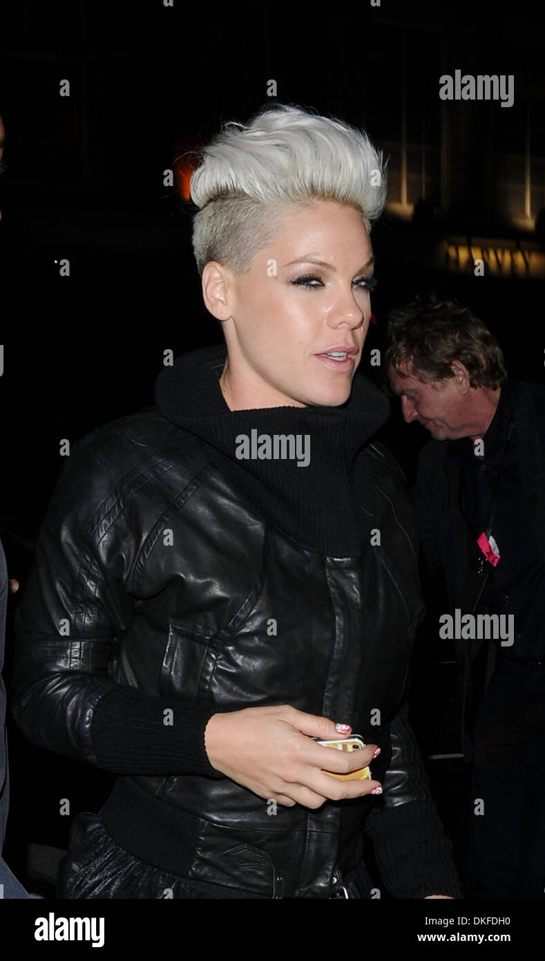 Pink, real name Alecia Moore arrives back at her hotel London, England ...