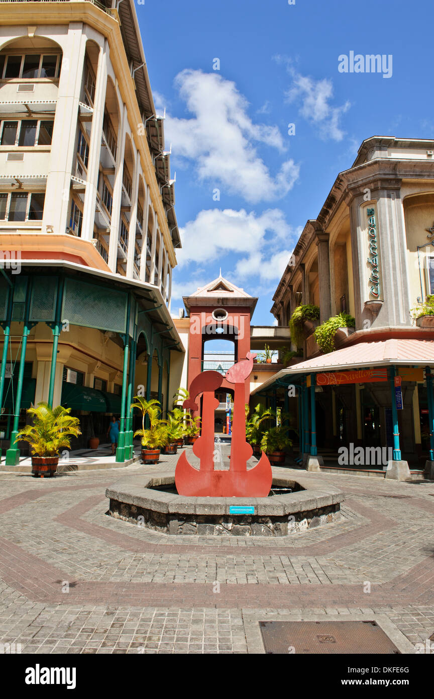 A decorative water fountain in Caudan Waterfront, Port Louis, Mauritius ...