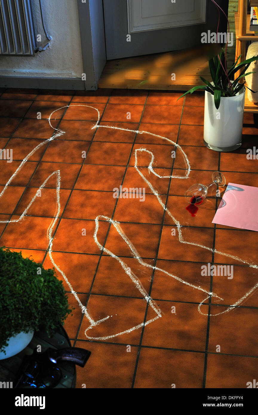 Markings, crime scene, silhouette of a victim Stock Photo - Alamy