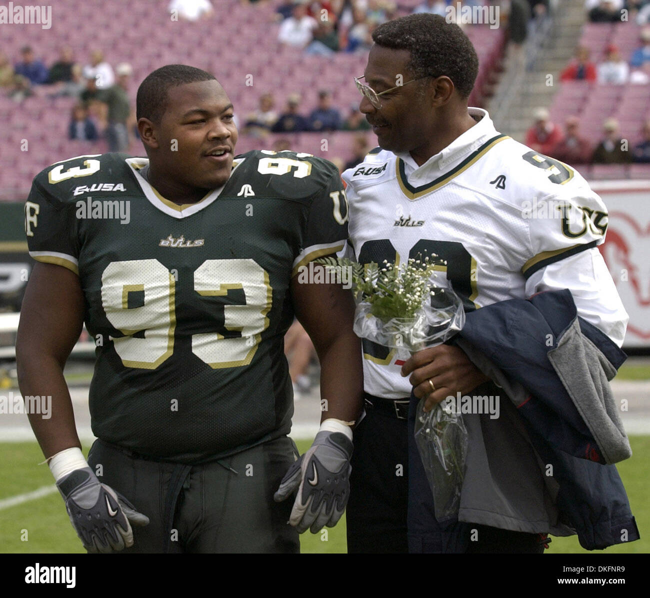Lee Roy Selmon Jr., left, is greeted by his father Lee Roy Selmon ...