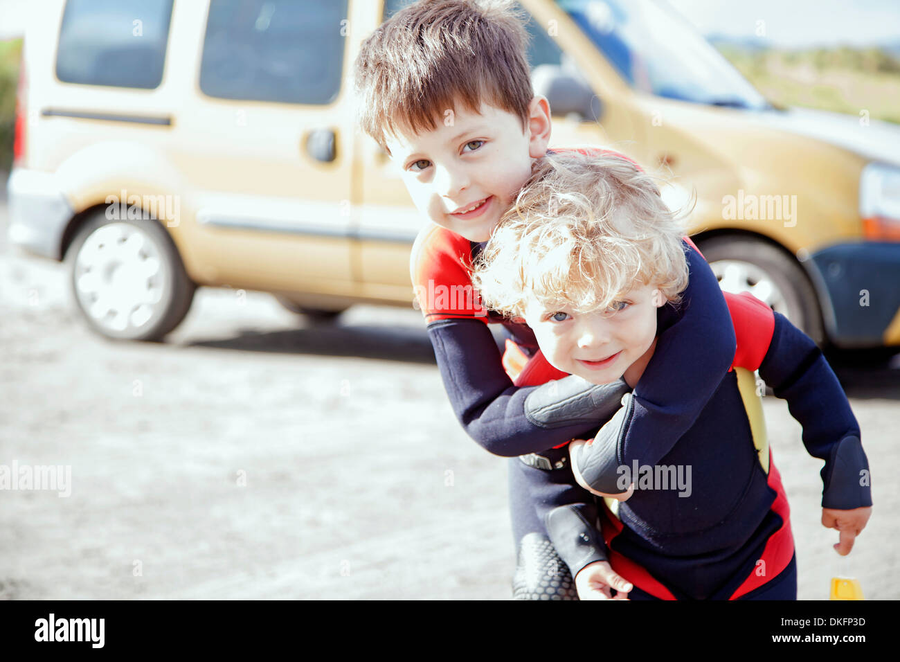 Two brothers hugging portrait hi-res stock photography and images - Alamy