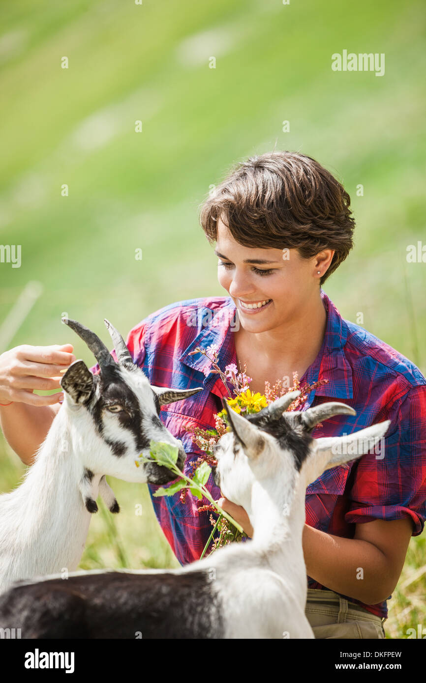 Two women with goat hi-res stock photography and images - Alamy