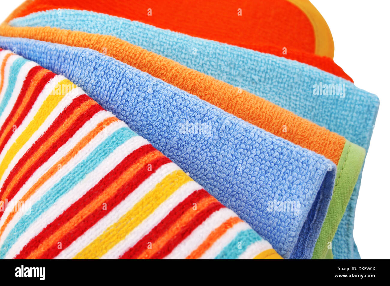 Colorful towels on white background Stock Photo - Alamy