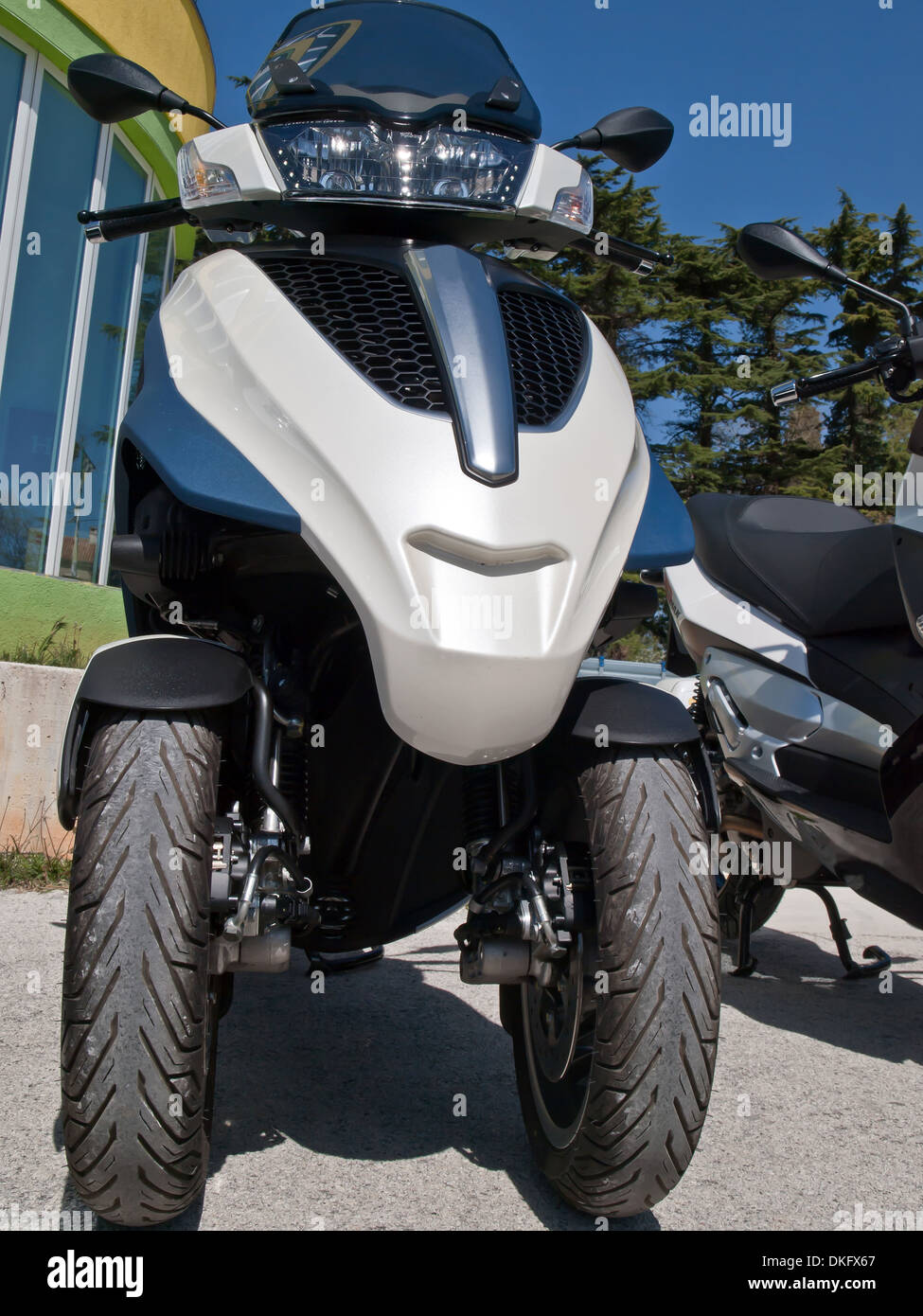 new and modern scooter with two parallel wheels in front side Stock ...