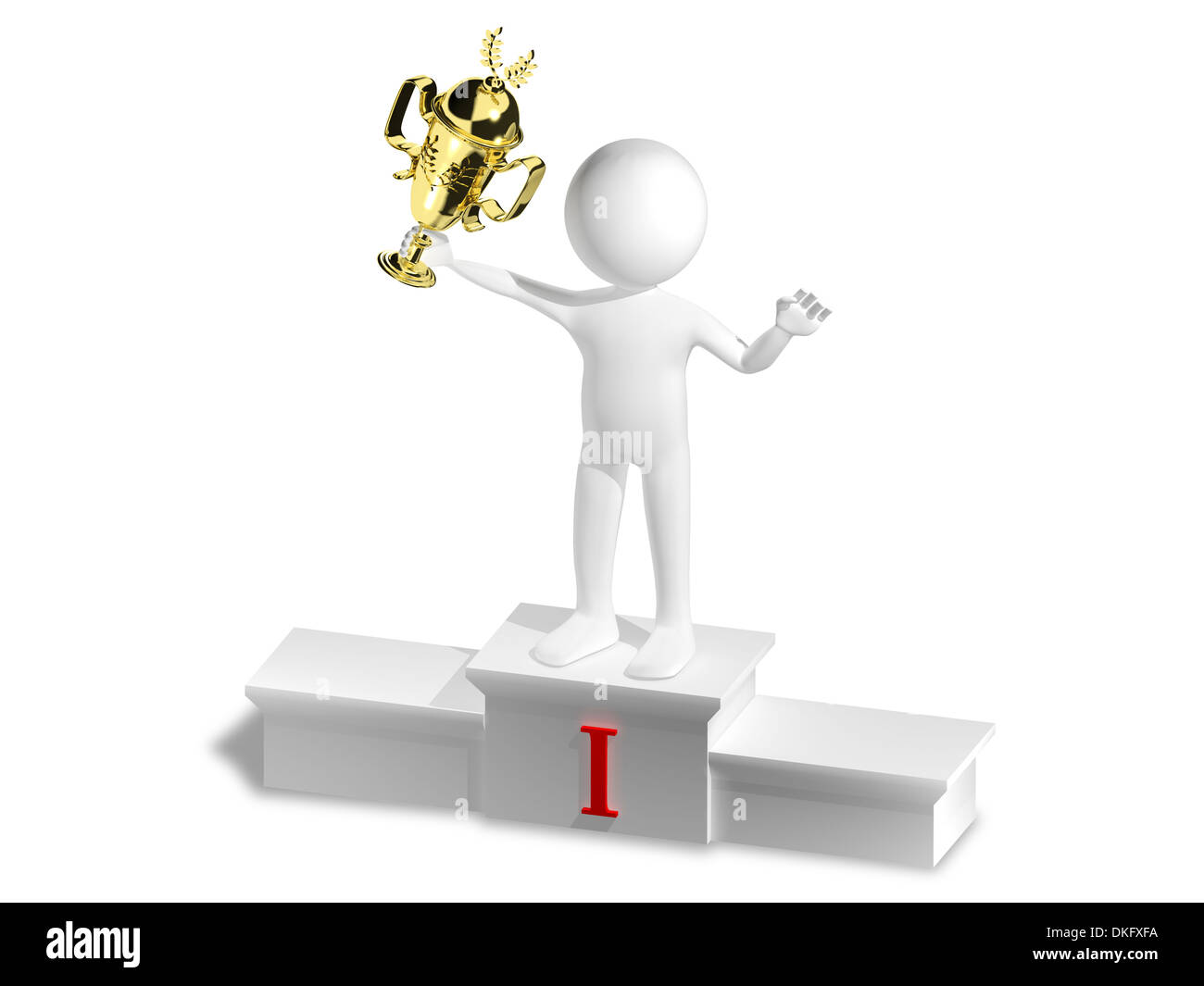 3d illustration of a winner with gold cup Stock Photo - Alamy