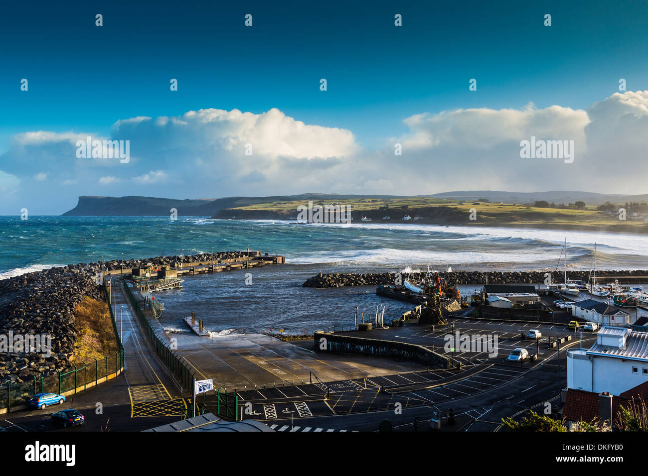 Ballycastle Harbour County Antrim Northern Ireland in a Gale Stock ...