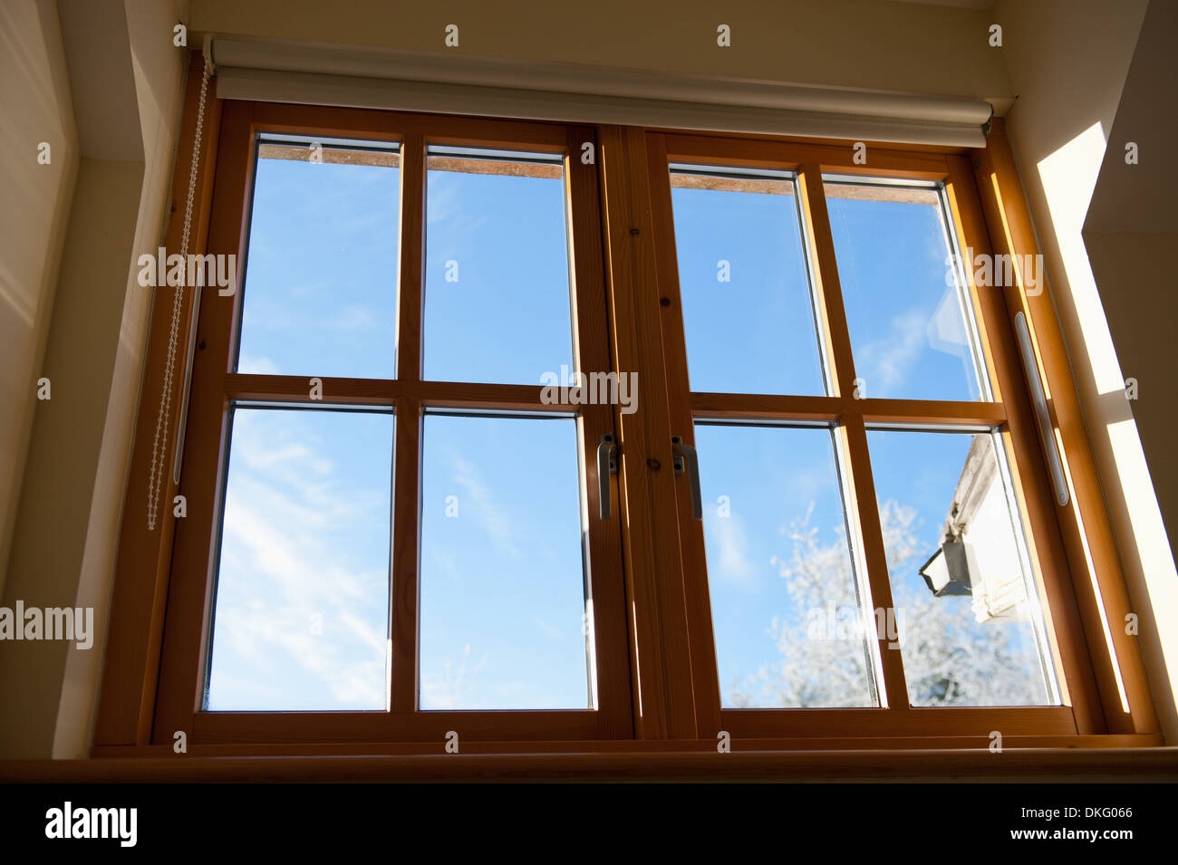 Early morning frosty winter view through a window Stock Photo - Alamy