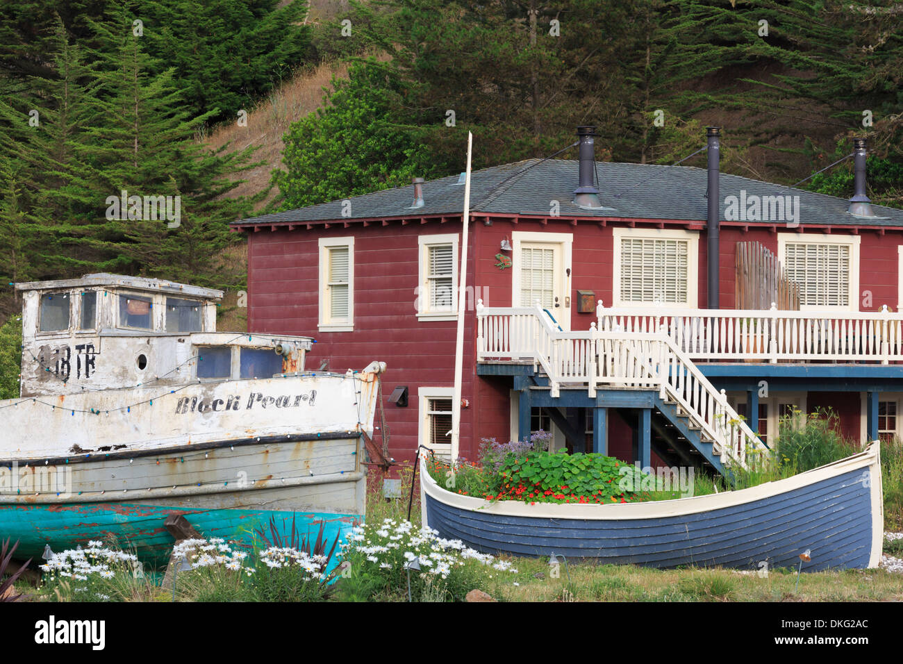 Old boat in Nick's Cove, Tomales Bay, California, United States of ...