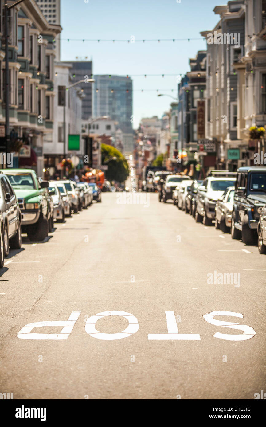 STOP on road in San Francisco street Stock Photo - Alamy