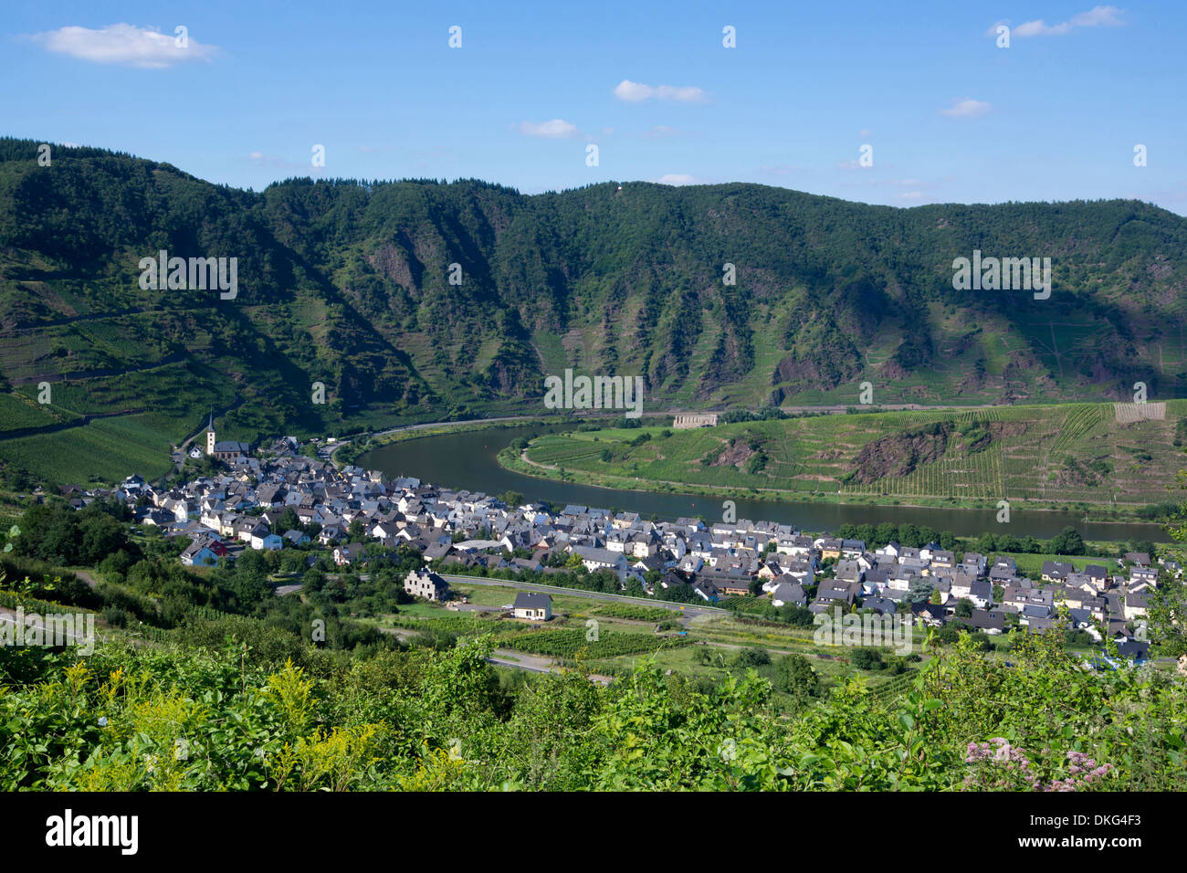 loop of moselle river near bremm village, rhineland-palatinate, germany ...