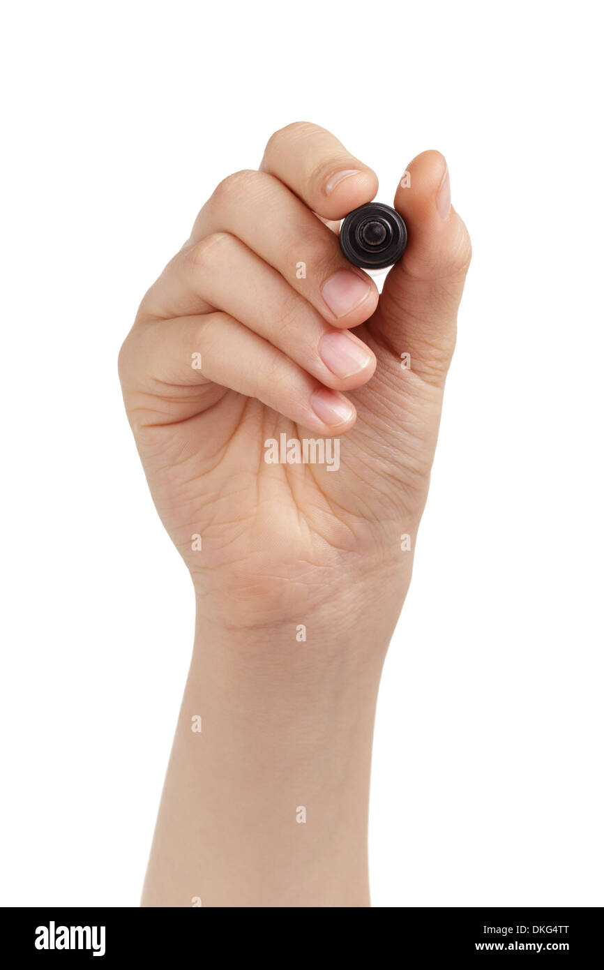 Female Teen Hand To Write Something On White Board Isolated Stock