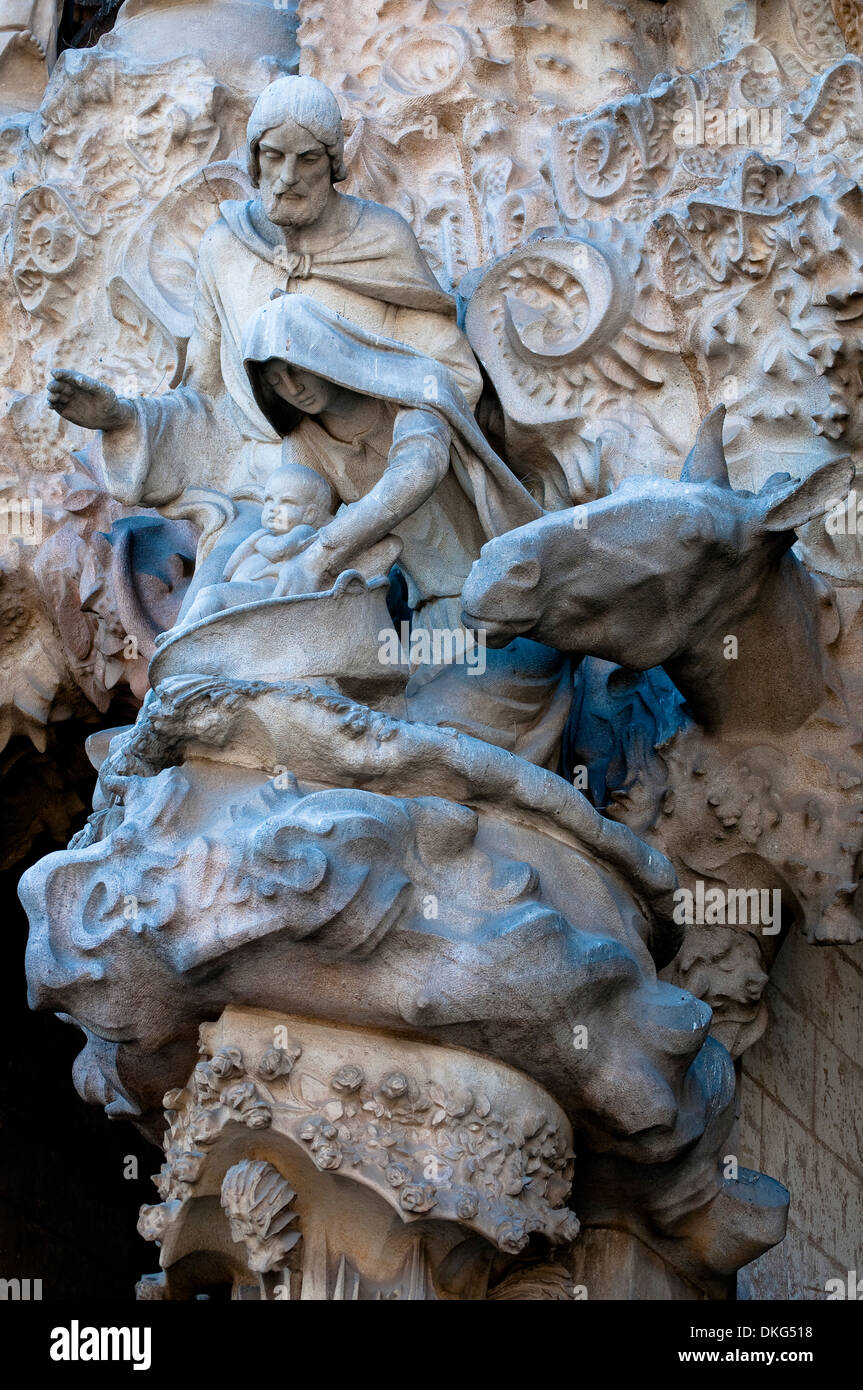 Sculptural detail of the Nativity Facade, Holy Family, Sagrada Familia ...