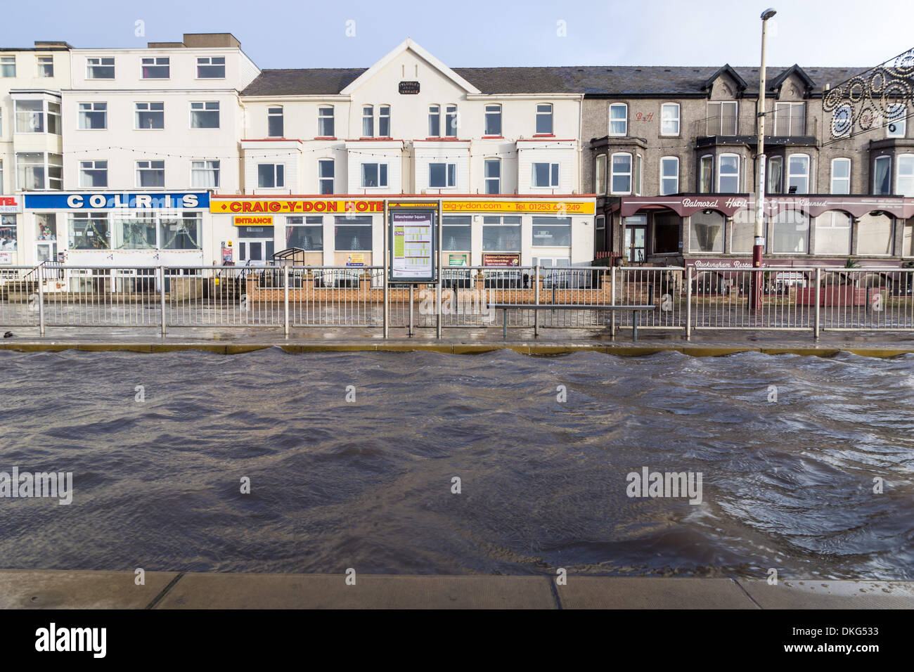 Storm surge floods part of Blackpool's golden mile Stock Photo - Alamy
