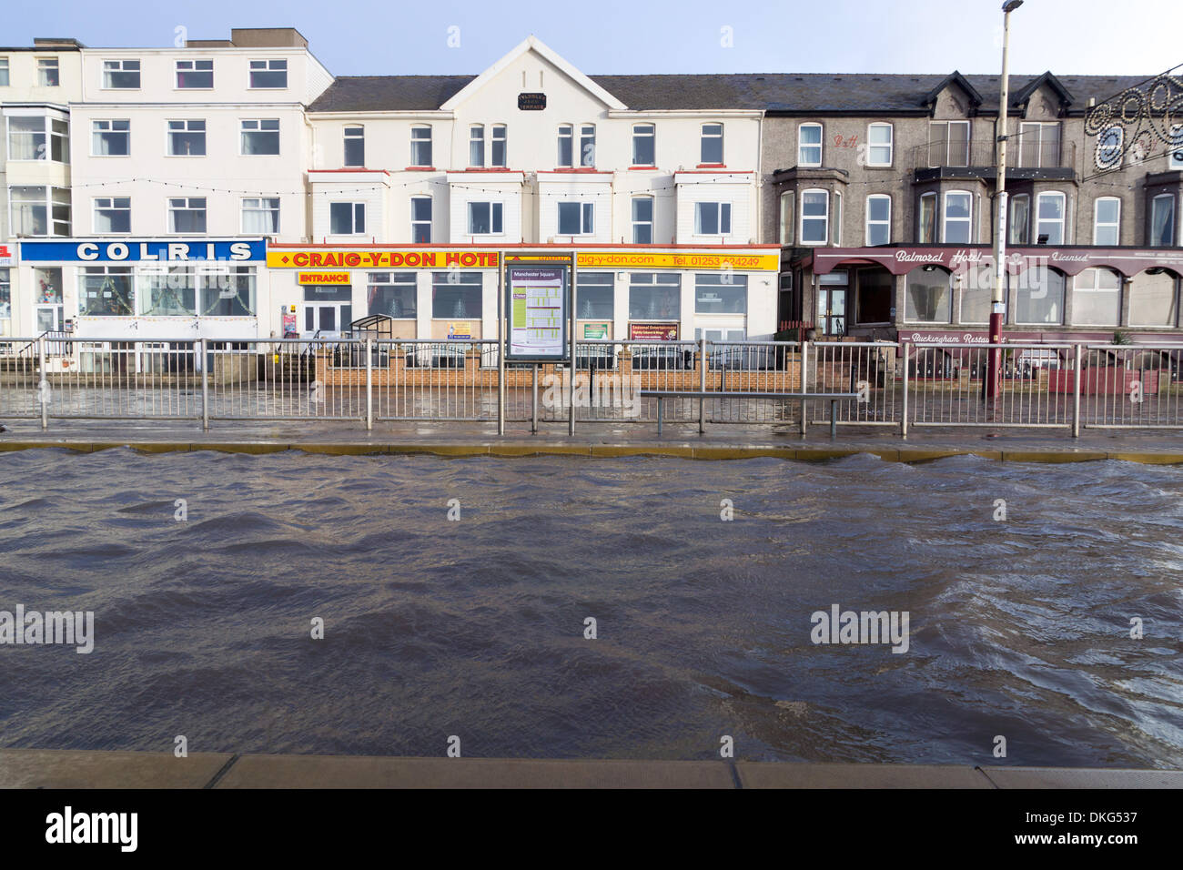 Storm surge floods part of Blackpool's golden mile Stock Photo - Alamy