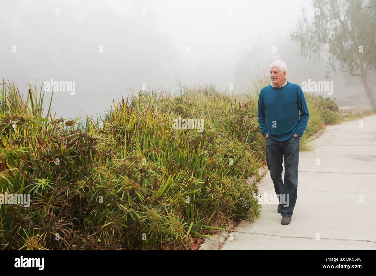 Senior man enjoying stroll in the park Stock Photo - Alamy