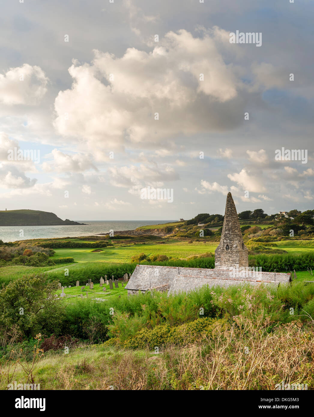 Daymer Bay and St Enodoc church which once lay buried in sand dunes ...
