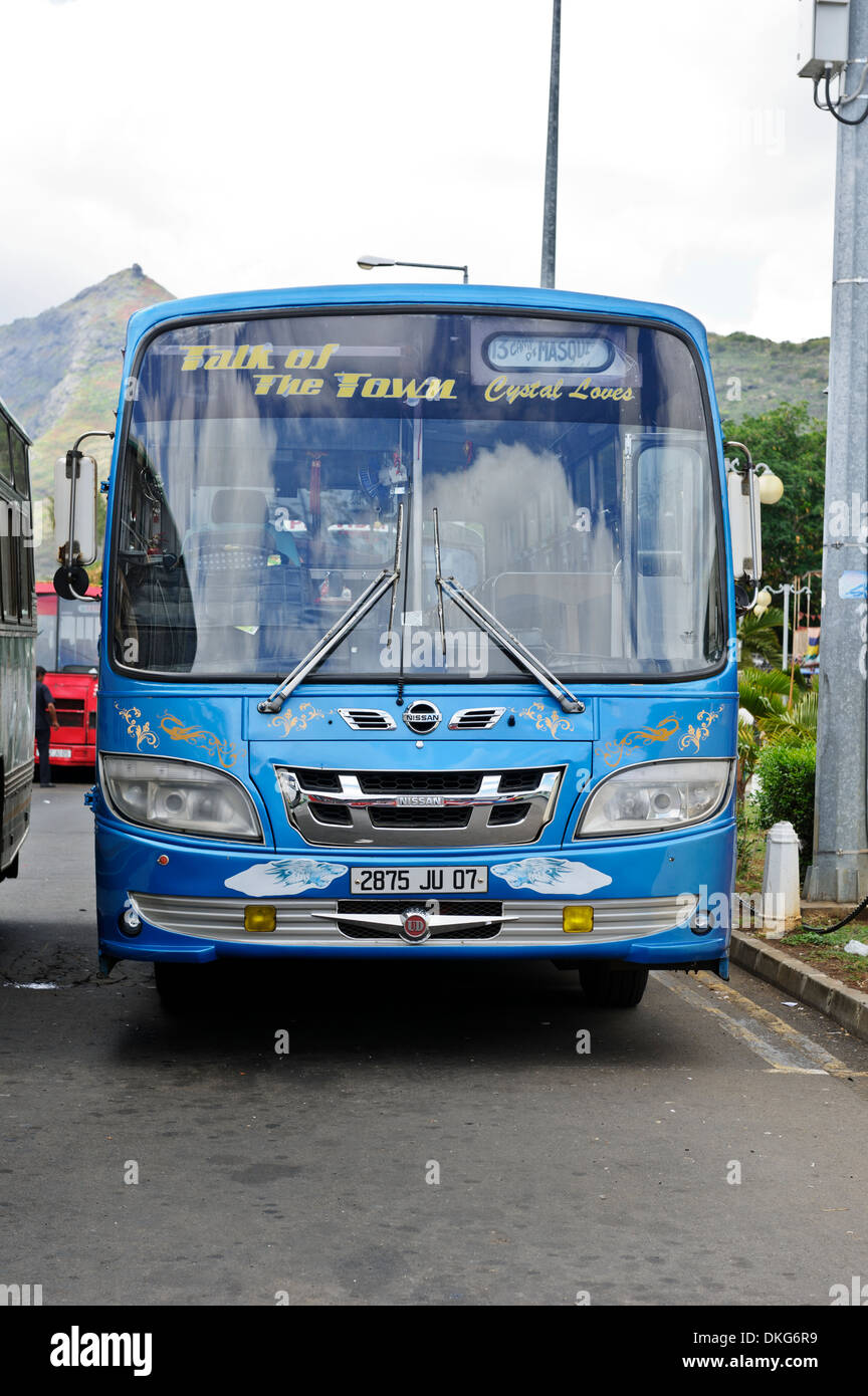 Typical colourful bus of Mauritius Stock Photo - Alamy