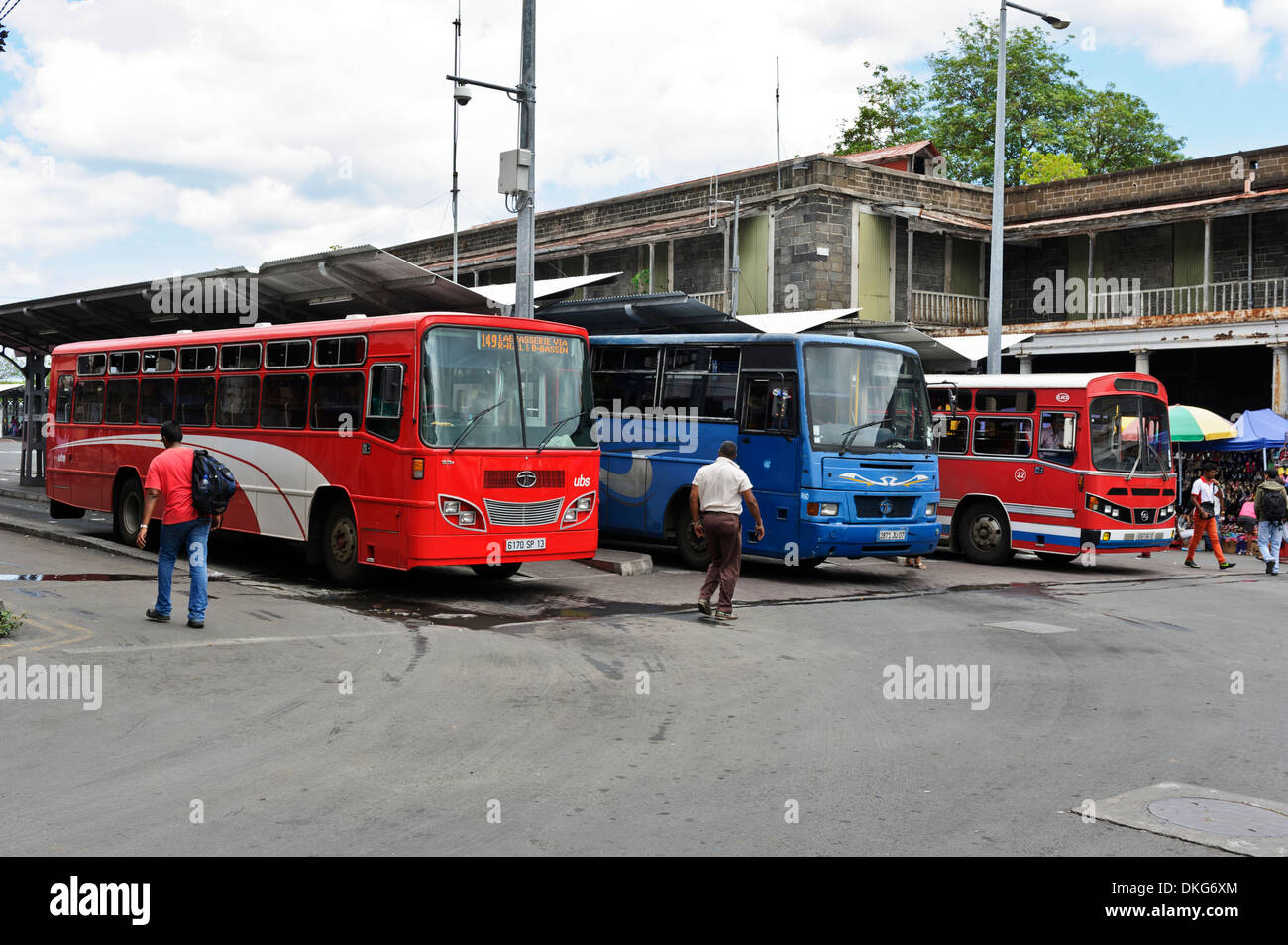 Typical colourful buses of Mauritius Stock Photo - Alamy