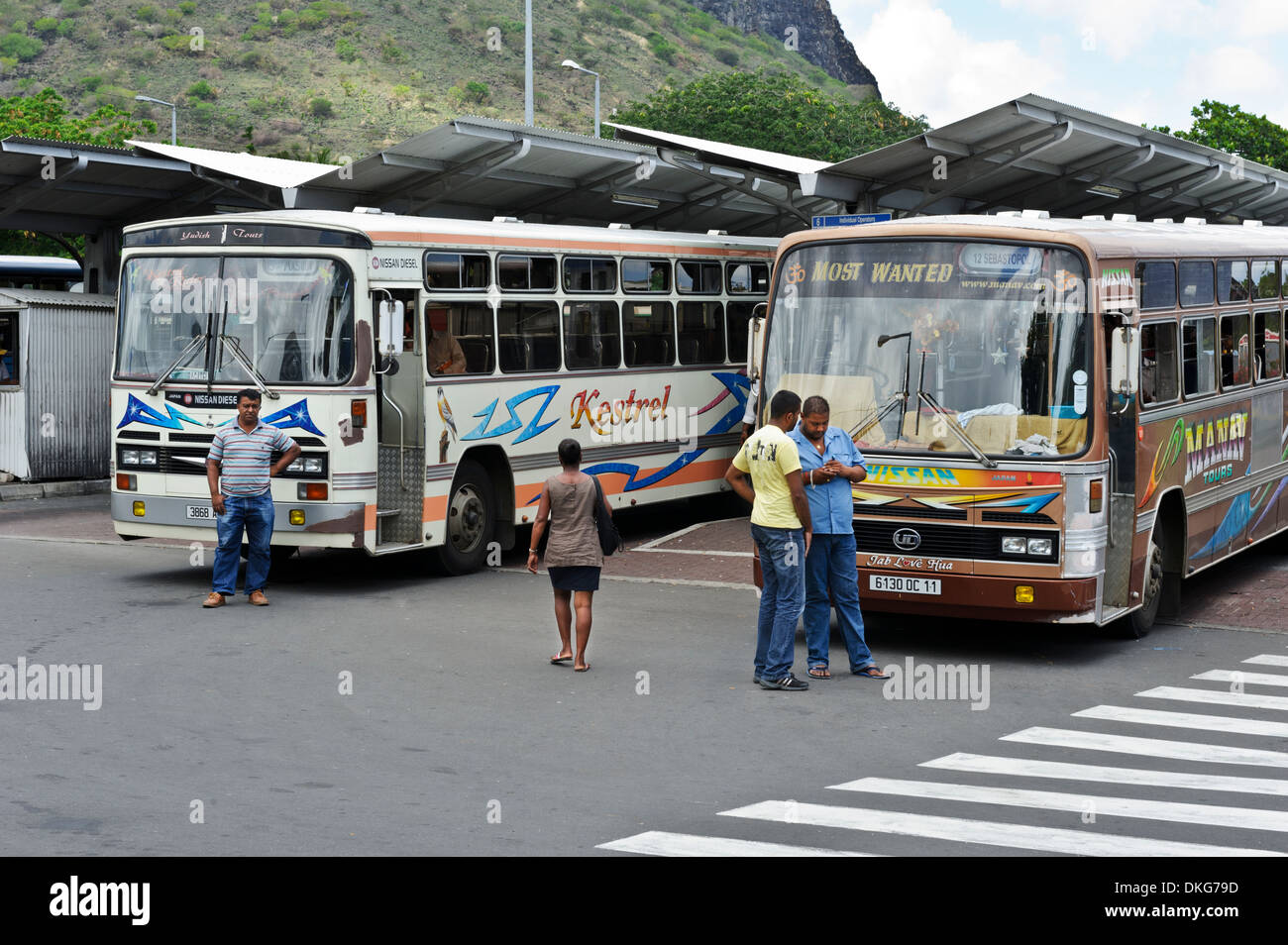 Typical colourful buses of Mauritius Stock Photo - Alamy